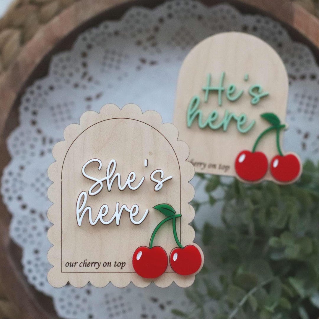 Baby Birth Announcement, She is Here Sign, He is Here Sign, Baby Shower ...