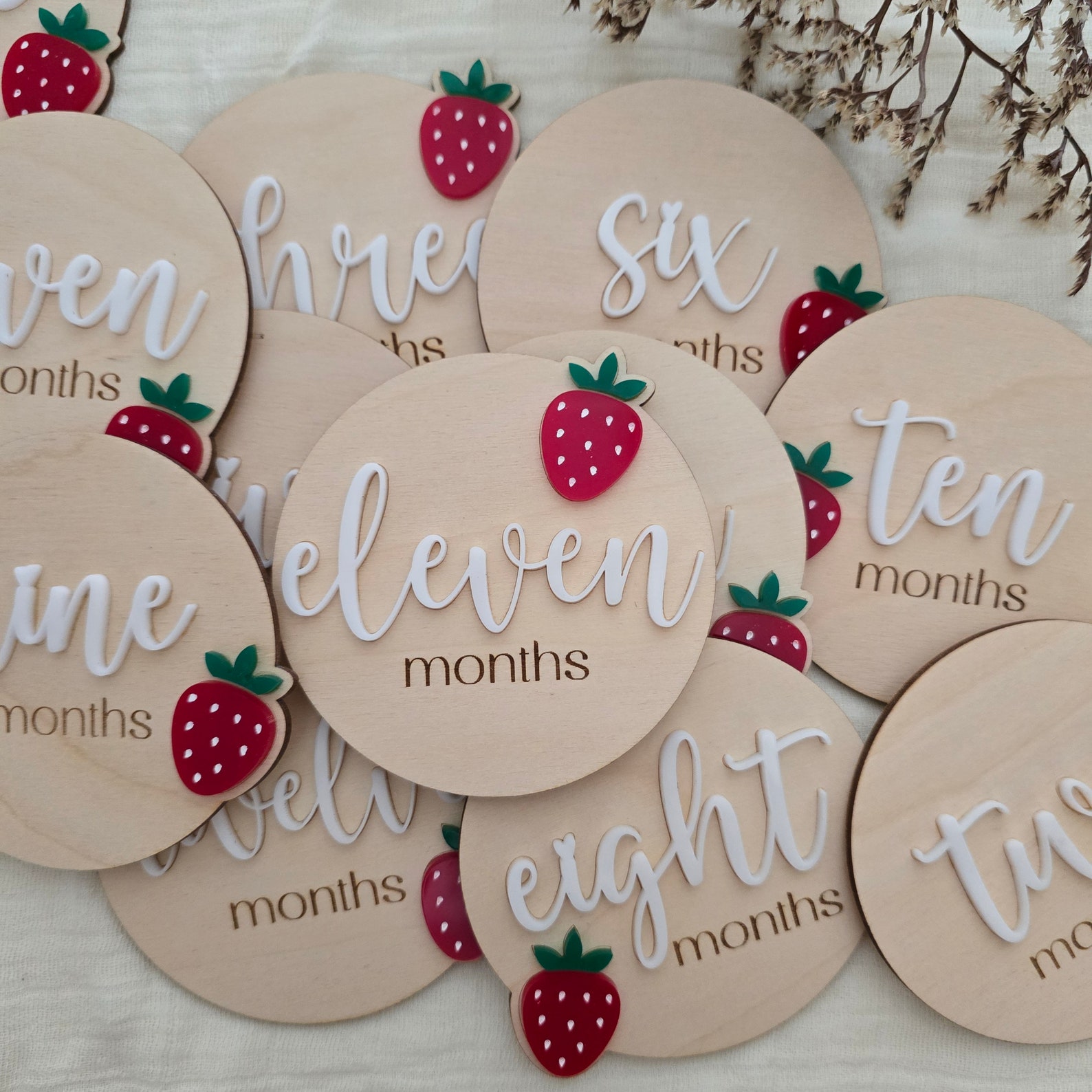 Strawberry Baby Milestone Signs, Baby Milestone Cards, Monthly Baby ...