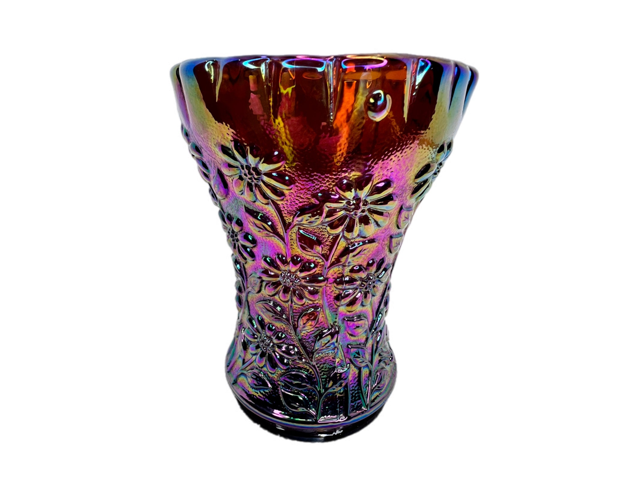 Imperial Amber Daisy Carnival Glass Whimsy Vase 5 1/4 RARE - Etsy