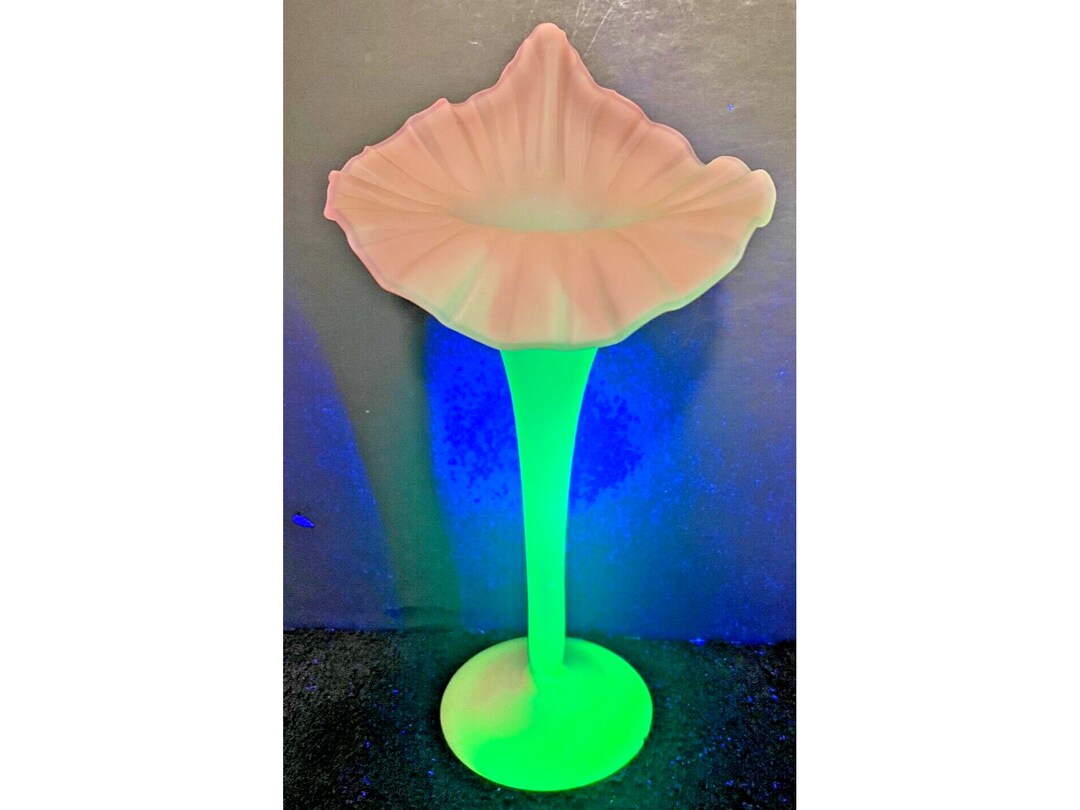 Gunderson Pairpoint Burmese Glass Jack-in-the-pulpit Vase - 12" (glows ...