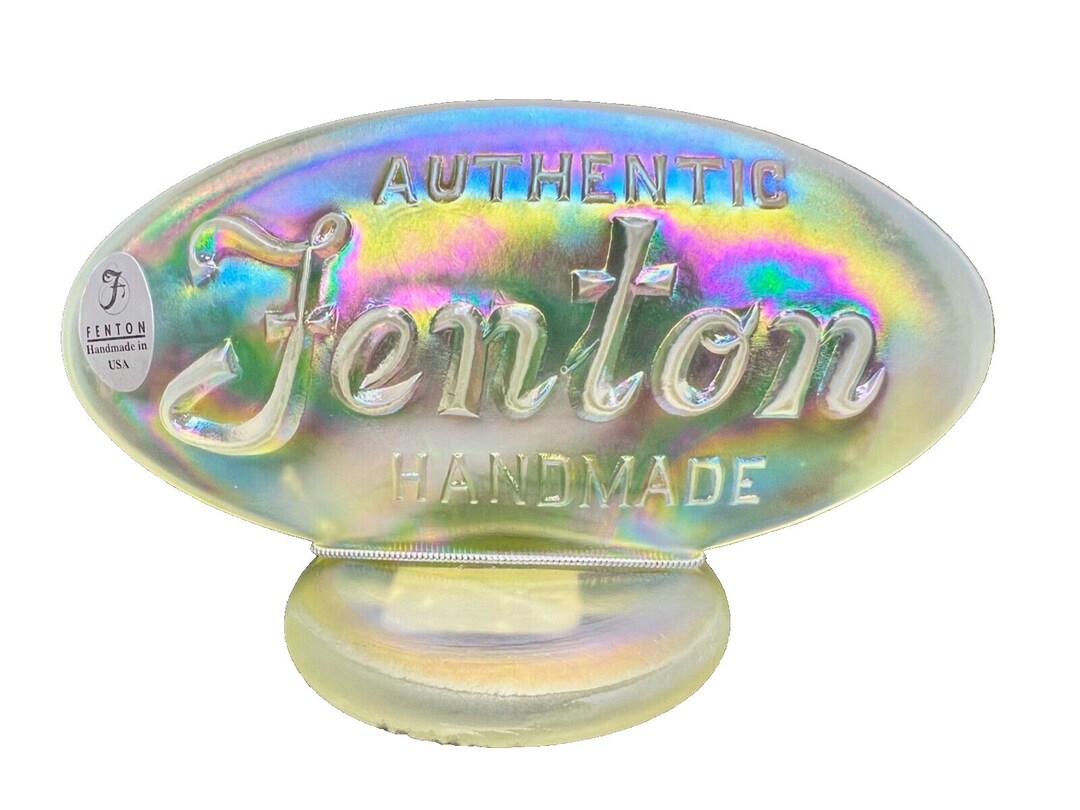 Fenton Topaz Vaseline Iridescent Glass Logo 9499 TS glows - Etsy