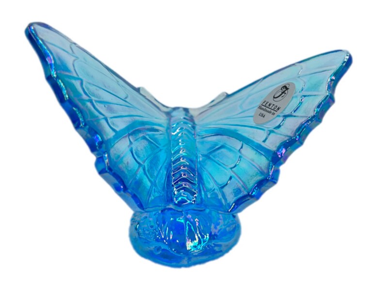 Fenton Blue Topaz Carnival Glass Butterfly - 3" - Etsy