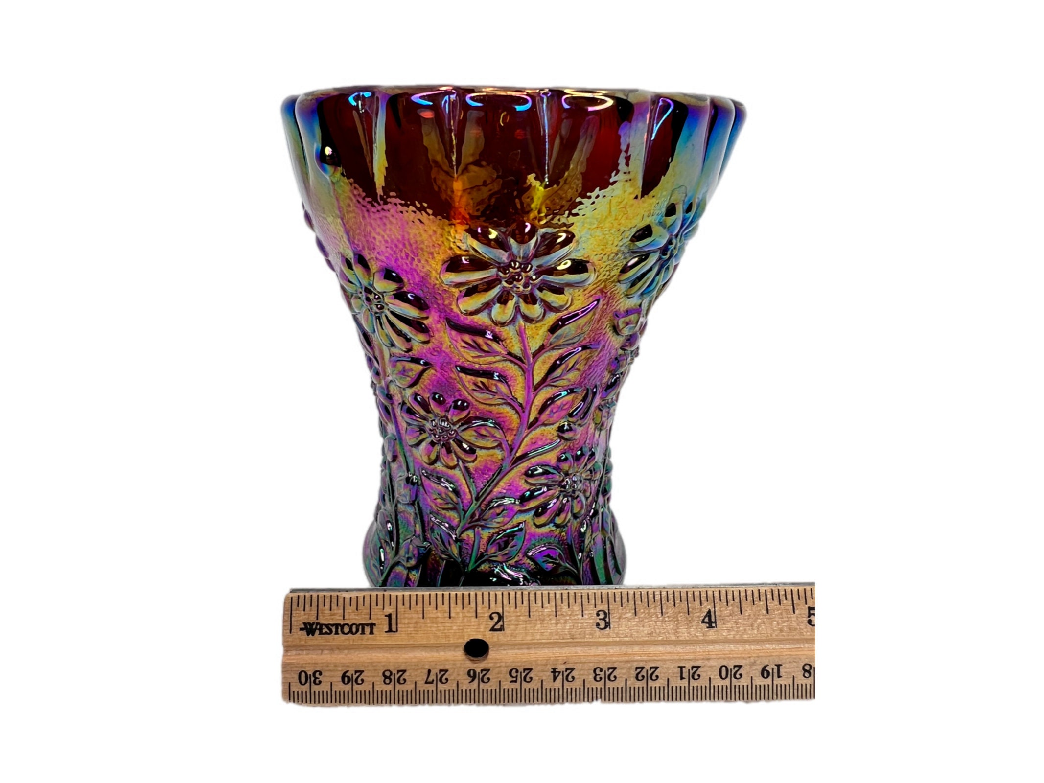 Imperial Amber Daisy Carnival Glass Whimsy Vase 5 1/4 RARE - Etsy