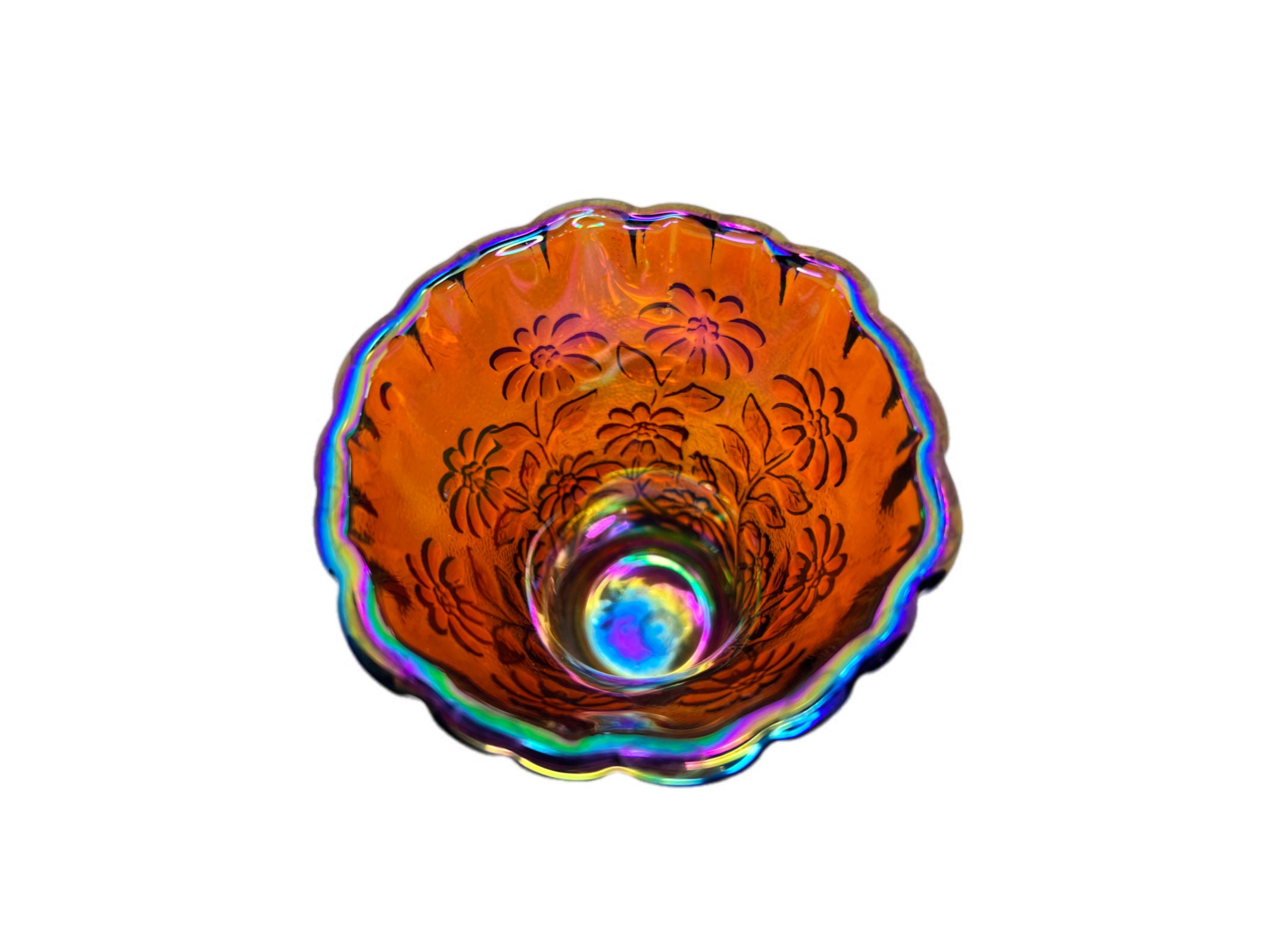 Imperial Amber Daisy Carnival Glass Whimsy Vase 5 1/4 - Etsy