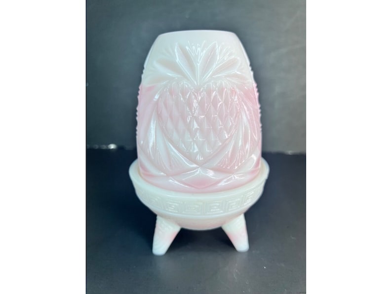 Fenton Pink Slag Roseline Pineapple Fairy Lamp With Chou Ting Base OOAK ...