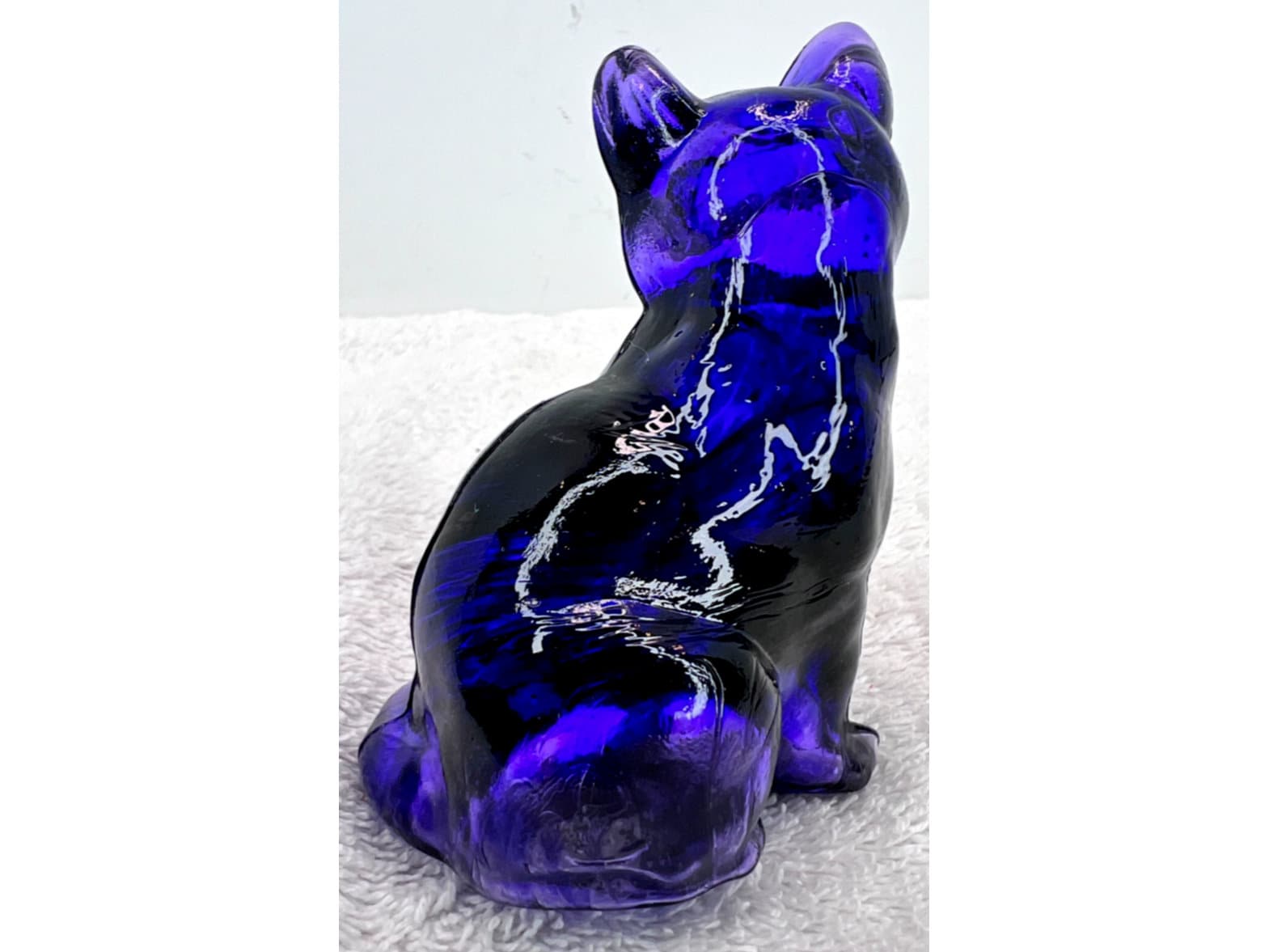Fenton Dave Fetty 2021 Purple Hand Blown Sitting Cat Figurine - Signed ...