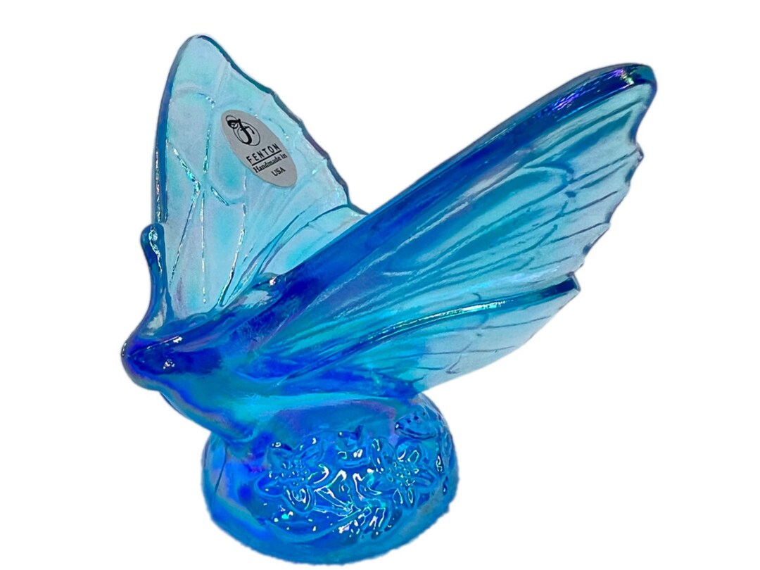 Fenton Blue Topaz Carnival Glass Butterfly - 3" - Etsy