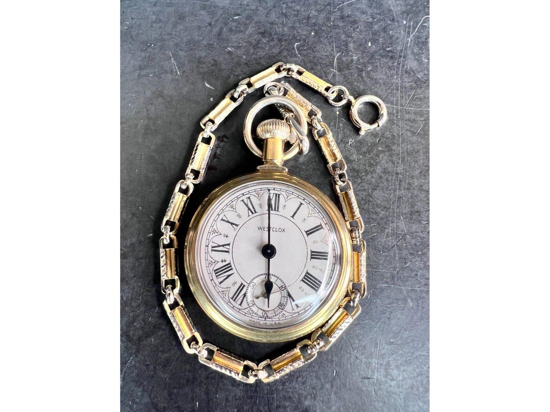 Vintage 1978 Westclox Train Pocket Watch & Chain - Etsy