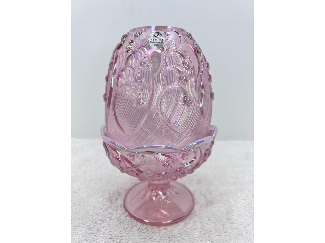 Fenton Pink Iridescent Lily of the Valley Fairy Lamp 7 - Etsy