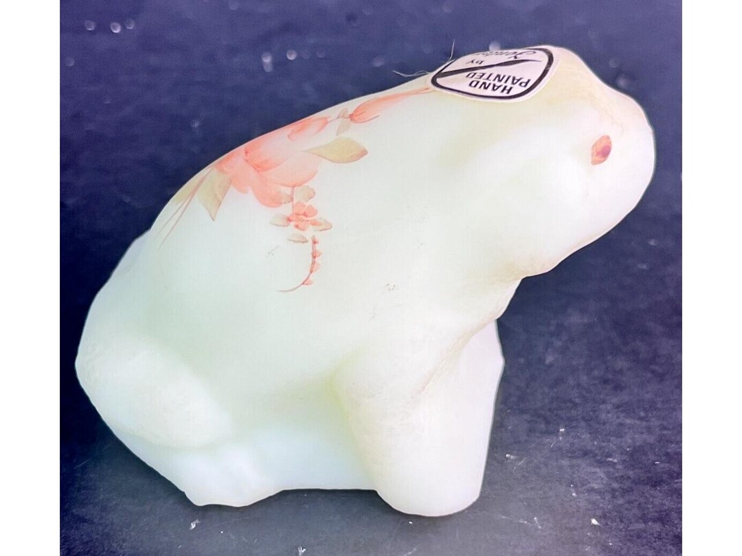 Fenton Custard Glass Frog HP by Lisa W (UV Glow) - Etsy