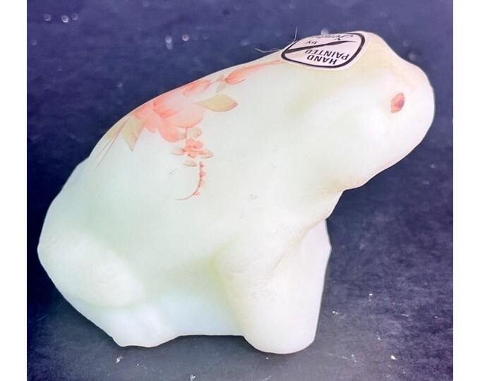 Fenton Custard Glass Frog HP by Lisa W (UV Glow) - Etsy