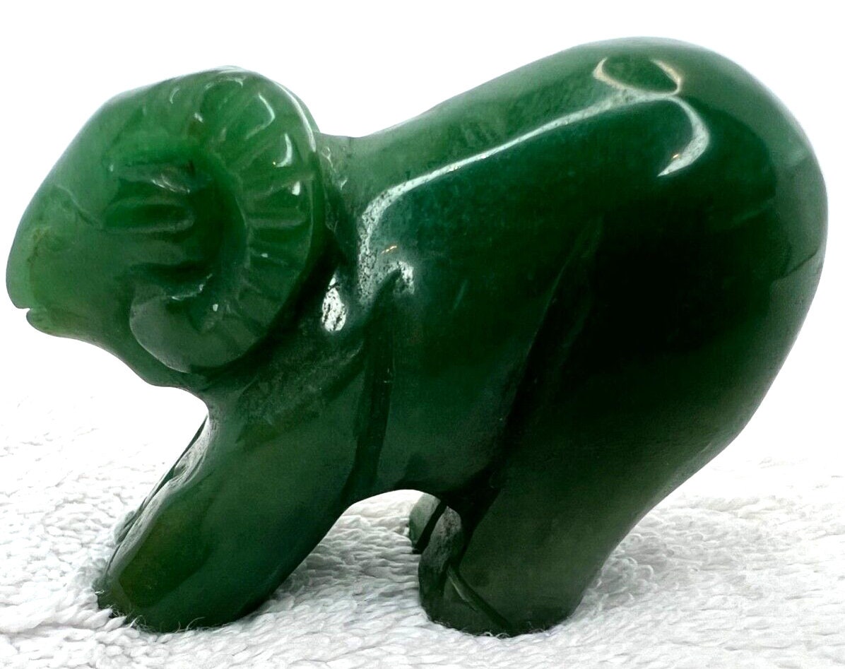 Hand Carved Jade Green Ram Sheep Figurine - 3" - Etsy