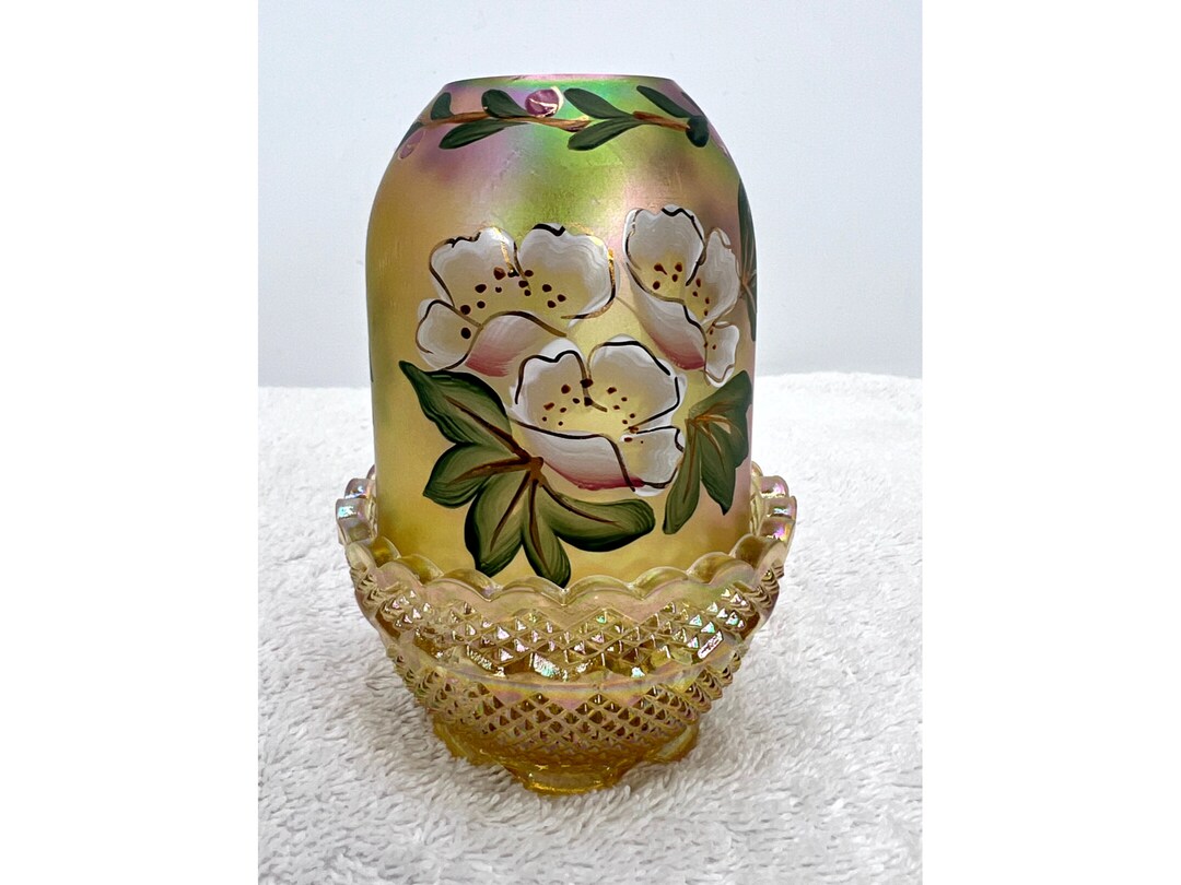 Fenton Fairy Lamp Lenten Rose on Gold Iridescent Limited Ed #1063 - Etsy