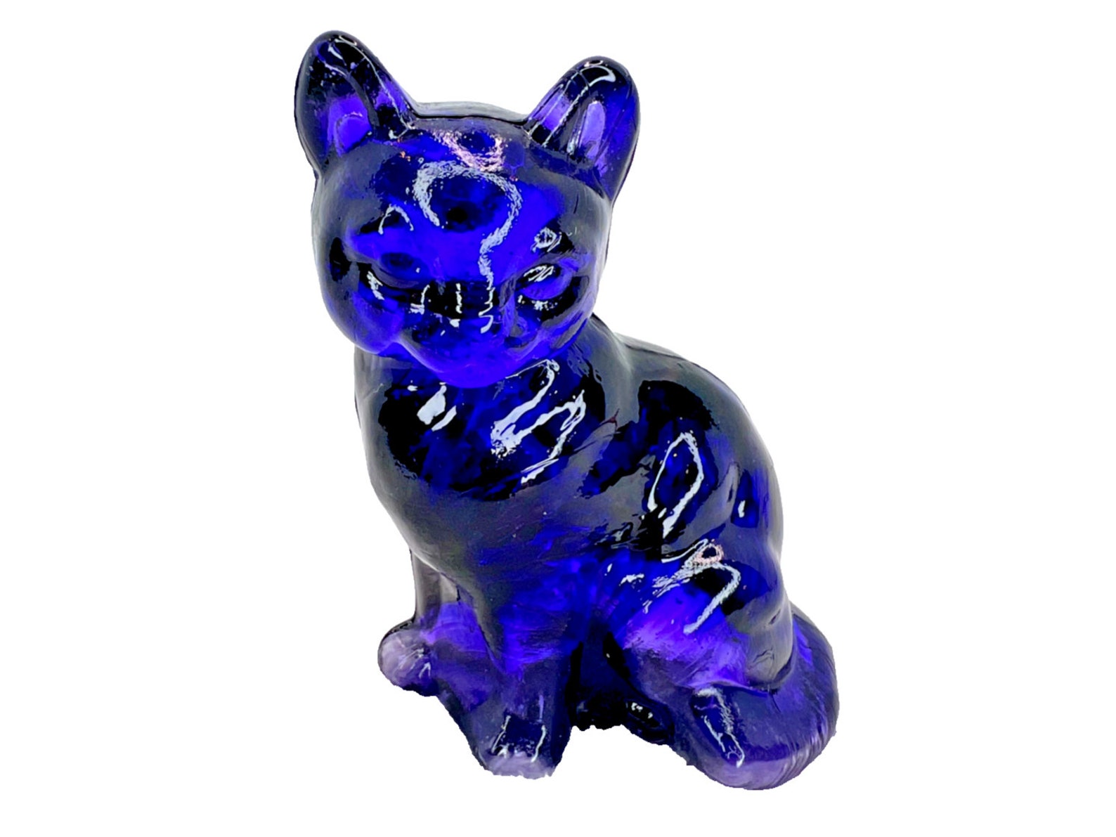 Fenton Dave Fetty 2021 Purple Hand Blown Sitting Cat Figurine - Signed ...