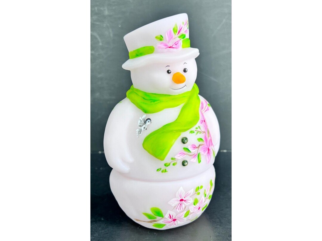 Fenton Snowman Fairy Light Pink Satin Super Fenton Exclusive Limited Ed ...