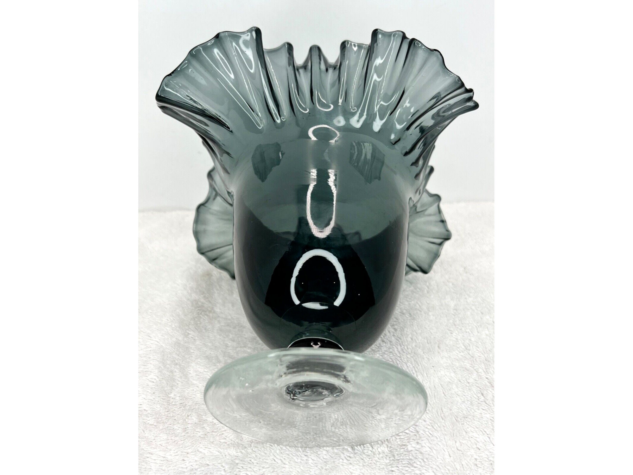 Blenko Glass Vase Charcoal Double Crimped Ruffled Foot (1954-1958) - Etsy