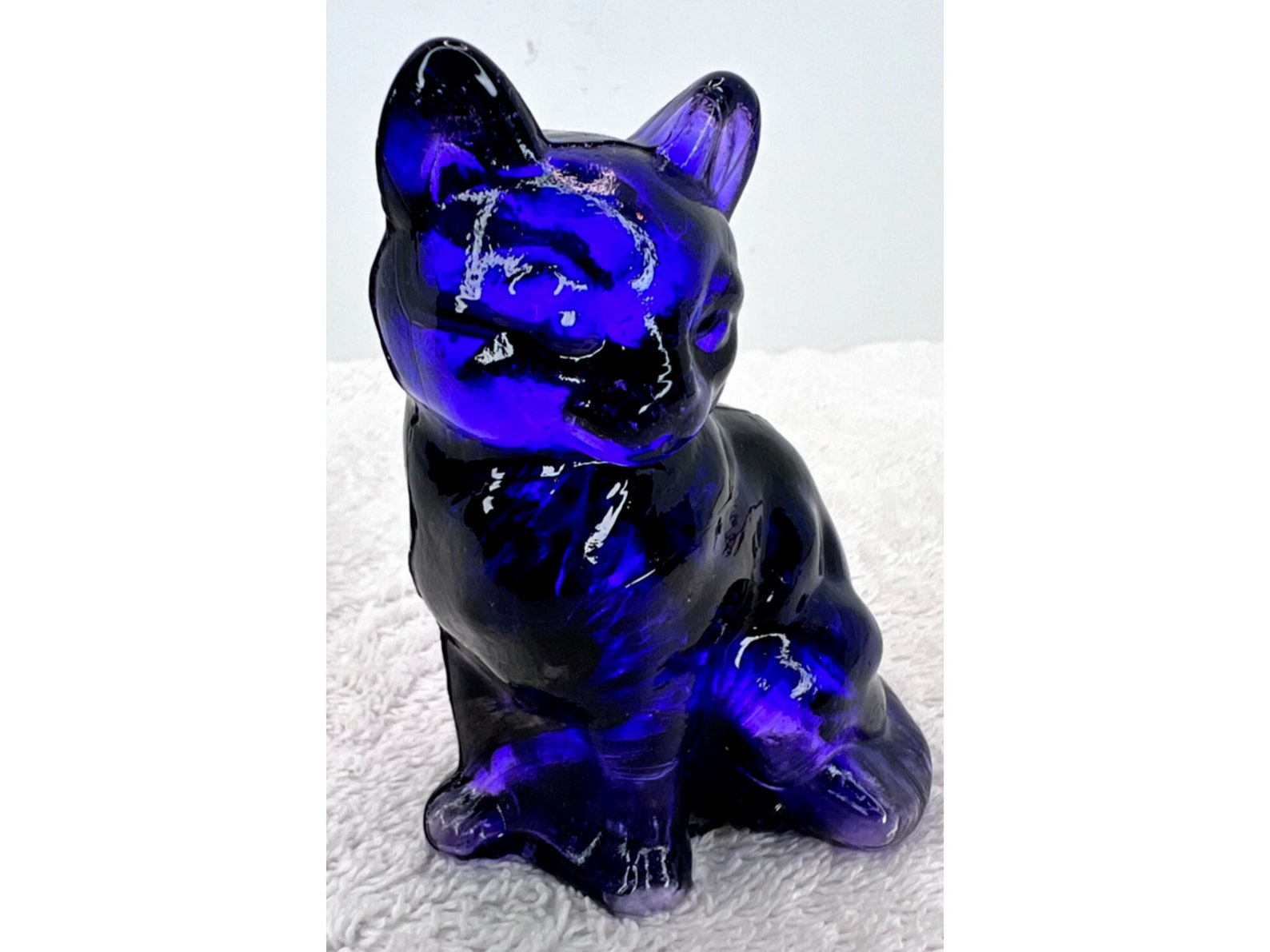 Fenton Dave Fetty 2021 Purple Hand Blown Sitting Cat Figurine - Signed ...