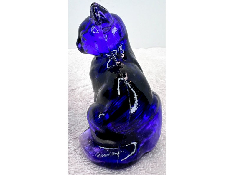 Fenton Dave Fetty 2021 Purple Hand Blown Sitting Cat Figurine - Signed ...