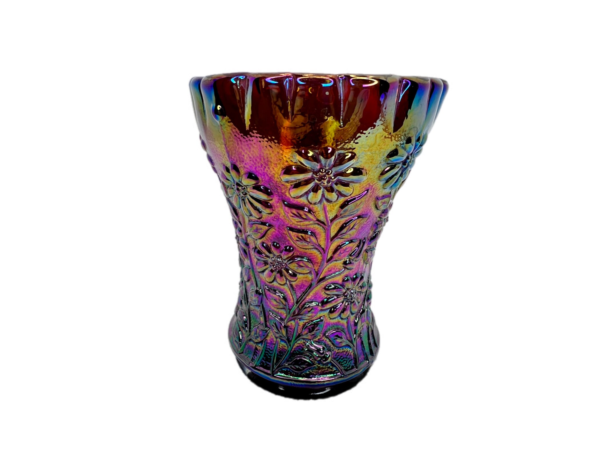 Imperial Amber Daisy Carnival Glass Whimsy Vase 5 1/4 RARE - Etsy