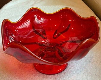 Ruby Glass Compote | Etsy