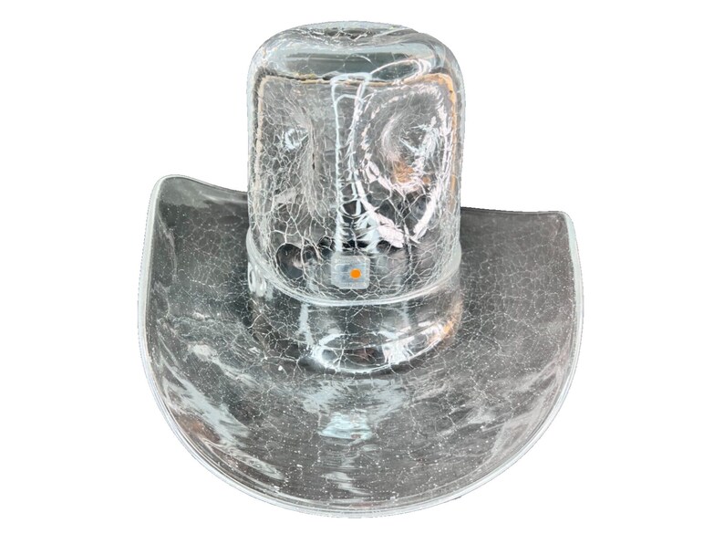 Blenko Clear Crackle Glass Cowboy Hat Ice Bucket/vase With Original ...