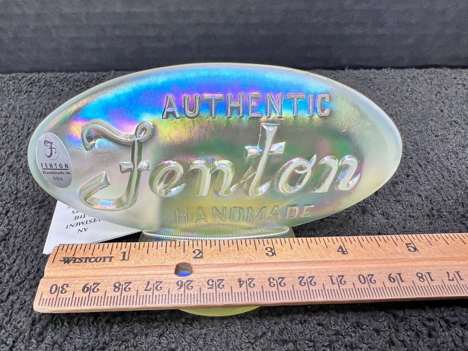 Fenton Topaz Vaseline Iridescent Glass Logo 9499 TS glows - Etsy