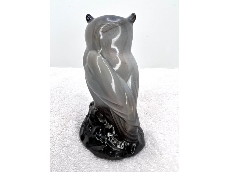 Fenton Owl Sand Carved With Spider & Hand Painted - Marbleized Glass ...