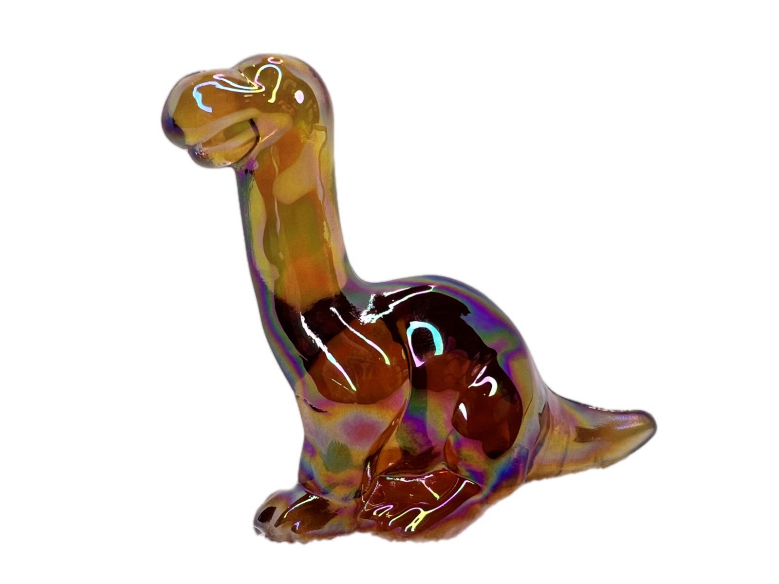 Fenton USA Dinosaur Amber Carnival Glass 4 - Etsy