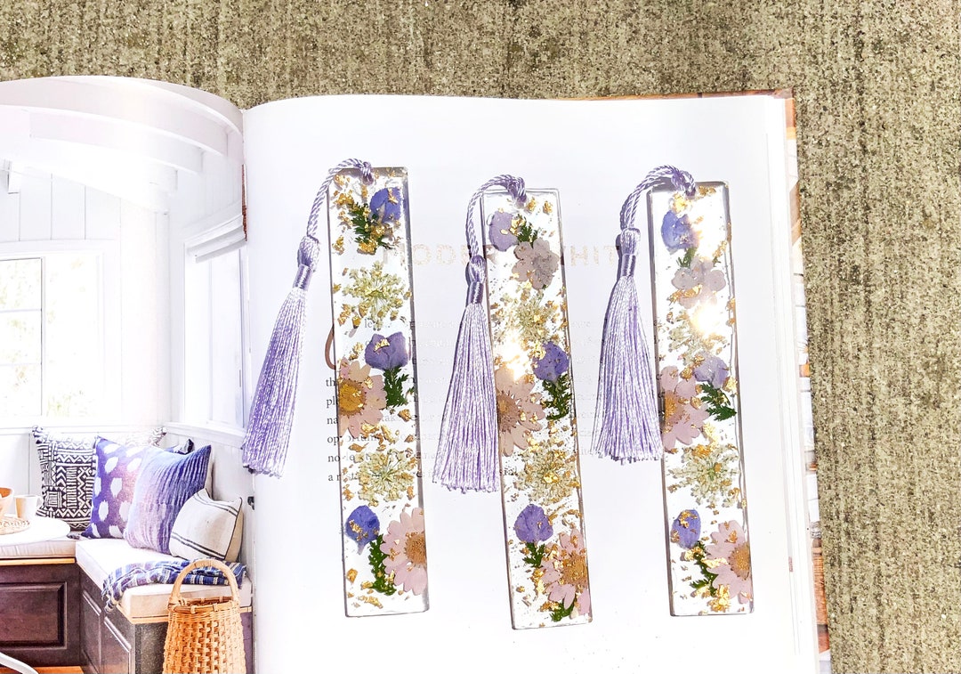 Acrylic Dried Flower Bookmark, Acrylic Purple Flower Bookmarks ...