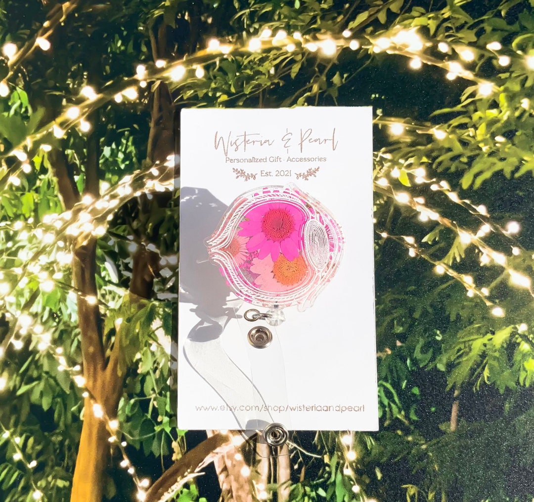 Flower Eye Anatomy Badge Reel, Eye Ball Badge Reel, Floral Eye Badge ...