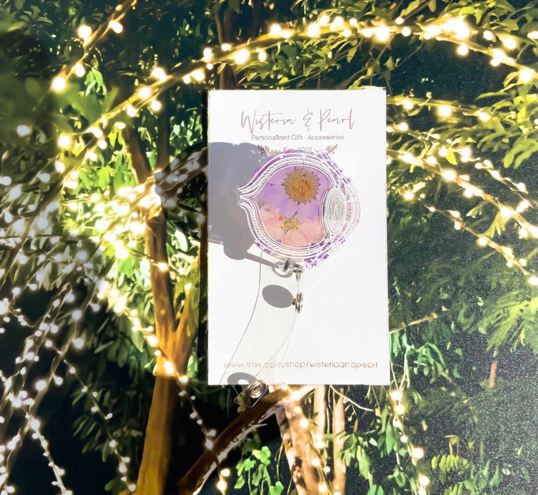 Floral Eyeball Badge Reel, Eye Technician ID Holder, Vision Assistant ...
