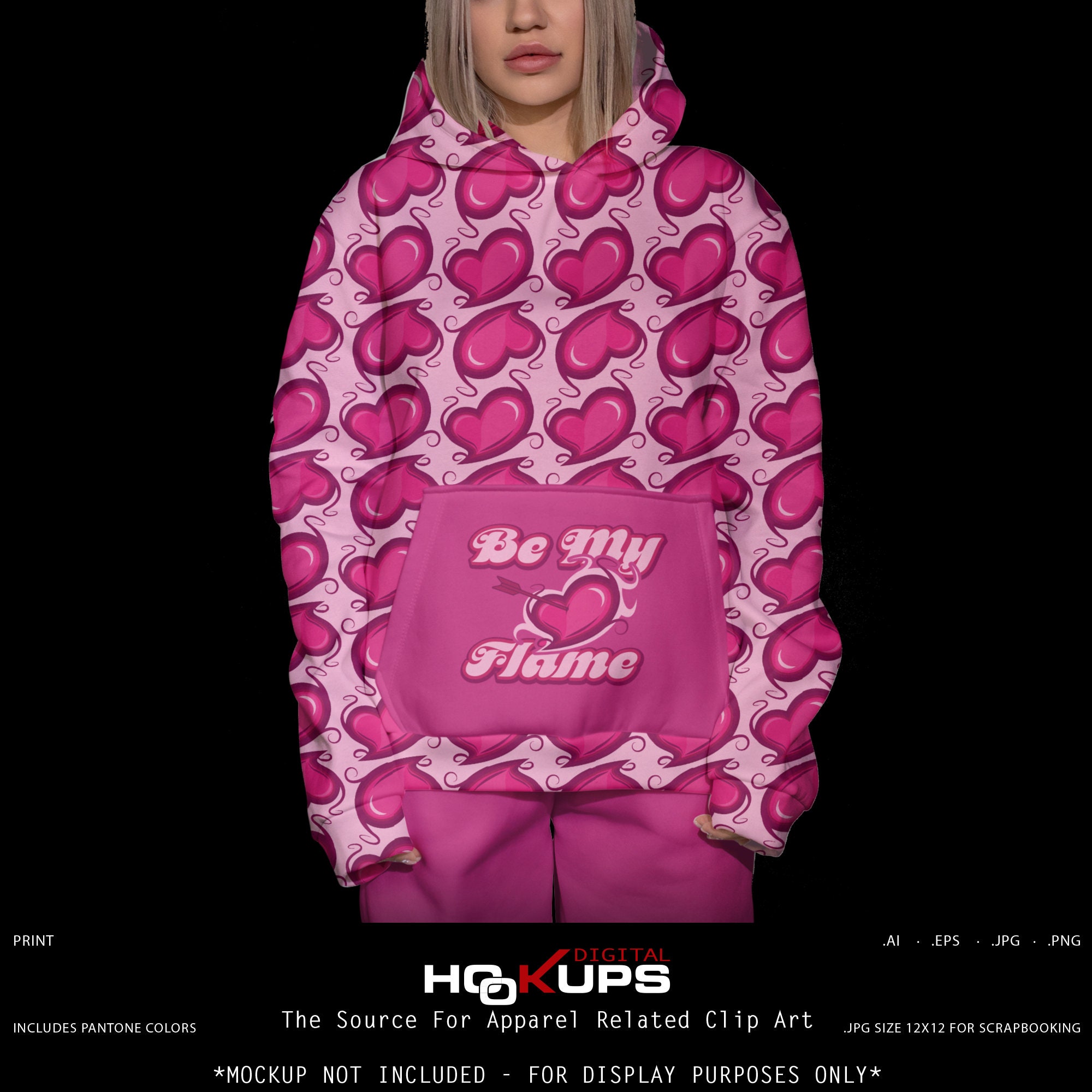 Seamless Valentine Flaming Heart Pattern Bundle Textile, Wrapping or ...