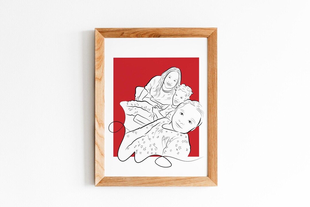 Line Art Family Portrait From Photo, Custom Couple Portrait, Gift for ...