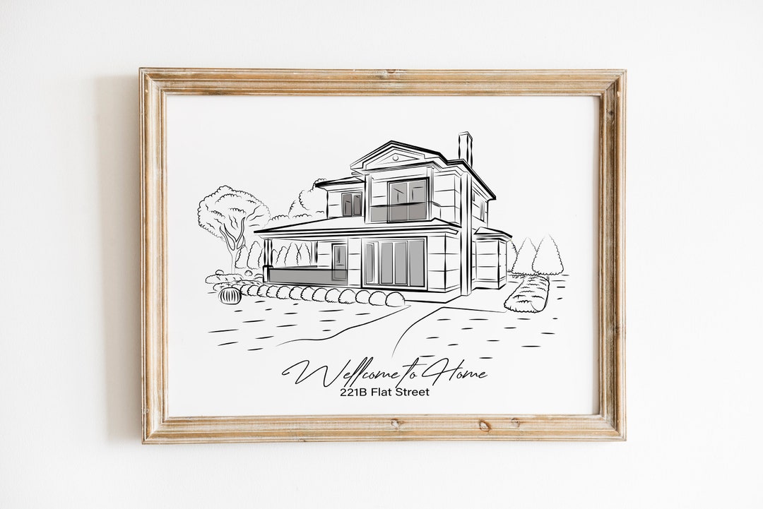 Custom House Portrait: Line Art New Home Drawing - Etsy