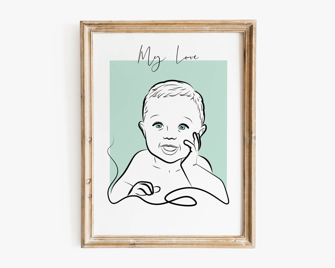 Personalized Linear Baby Portrait Prints From Photo: Perfect for ...