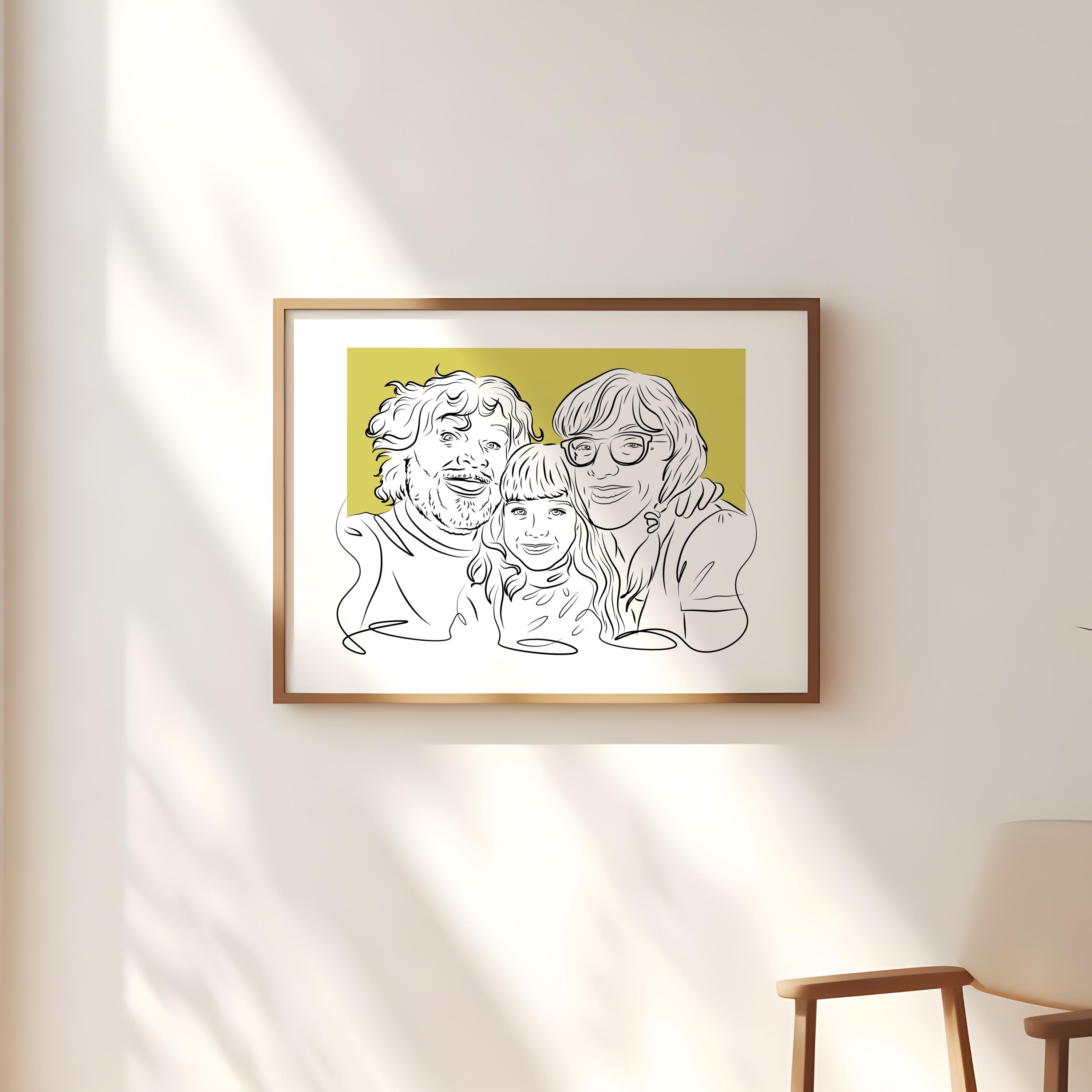 Digital Line Art Portrait Drawing, Line Couple Portrait for Valentines ...