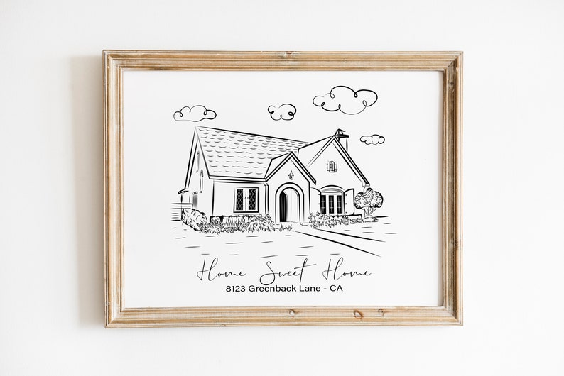Fathers Day Personalized Gift Custom House Portrait: Modern Line Art ...