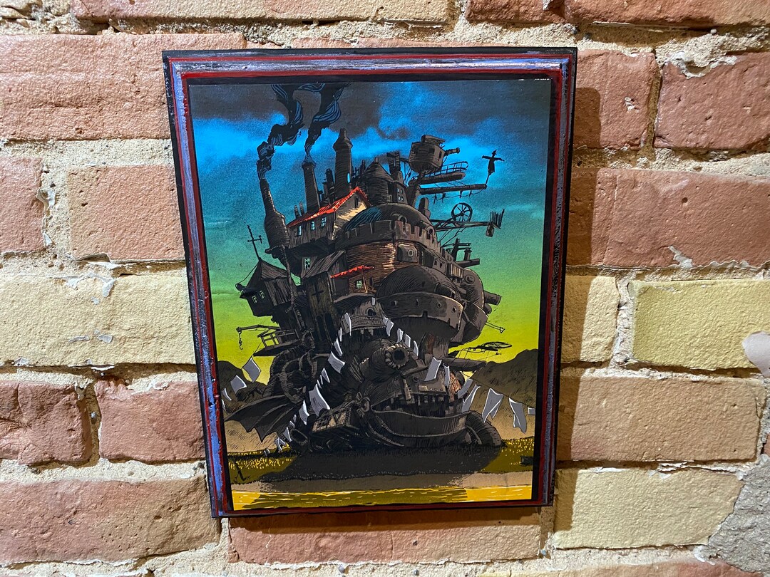 Howls Moving Castle Handmade Movie Mini Poster Wood Art Plaque 12x9 - Etsy