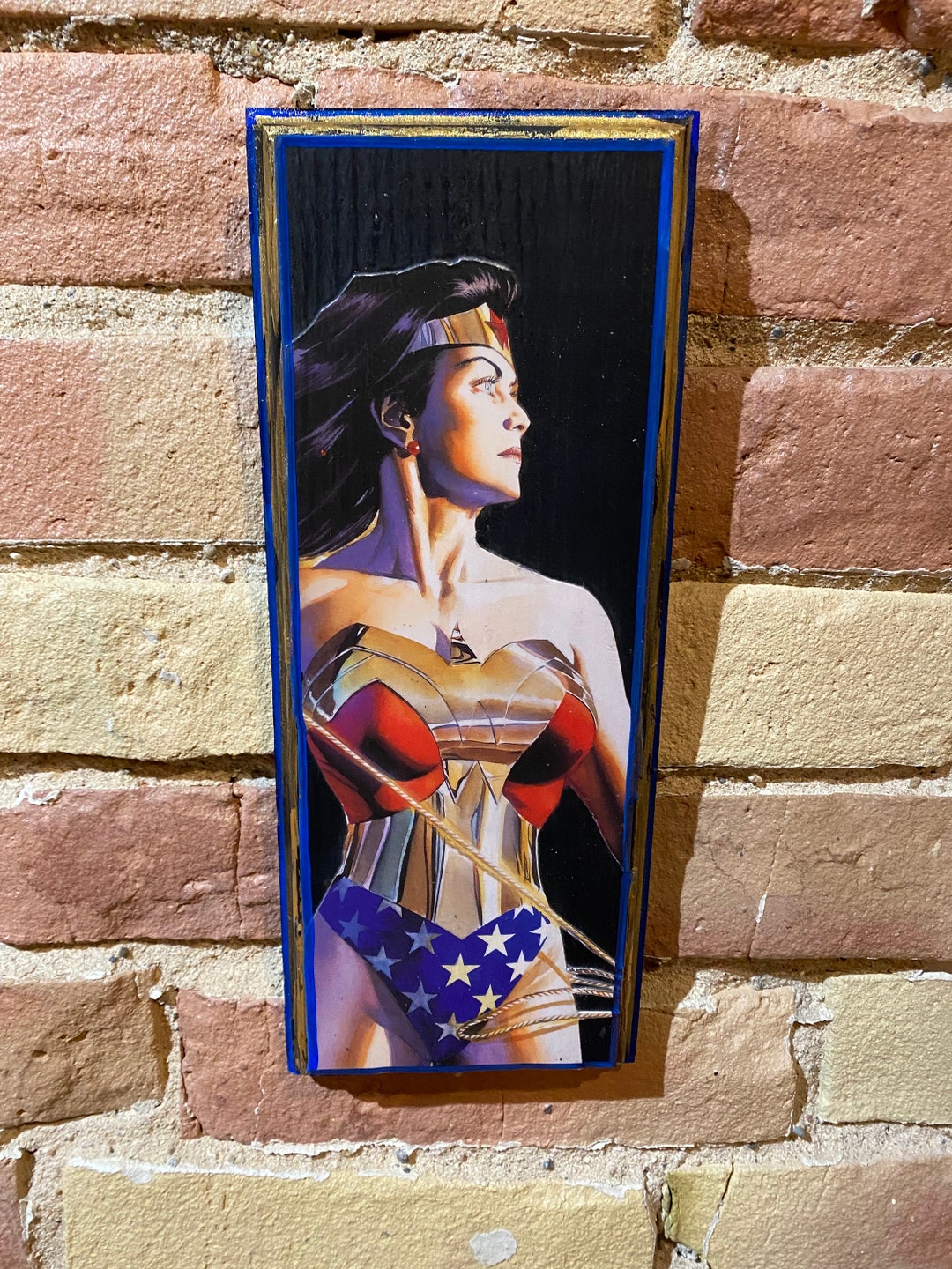 Wonder Woman Alex Ross Dc Comic Book Art Wood Art Plaque 12x5 Etsy