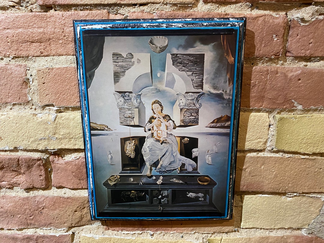 Salvador Dali Solid Wood Frame, Fantasy Painting Retro Handmade Art ...