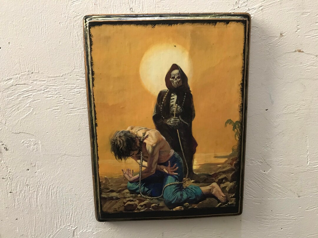 12x9 Death Retro Italian Horror Pulp Novel Cover Art Handmade Wood ...