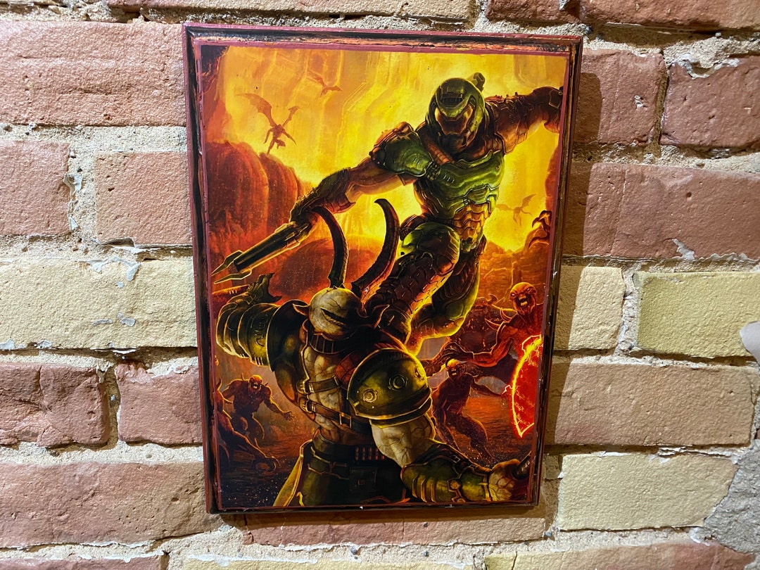 Doom Video Game Art Handmade Wood Art Plaque 12x9 - Etsy