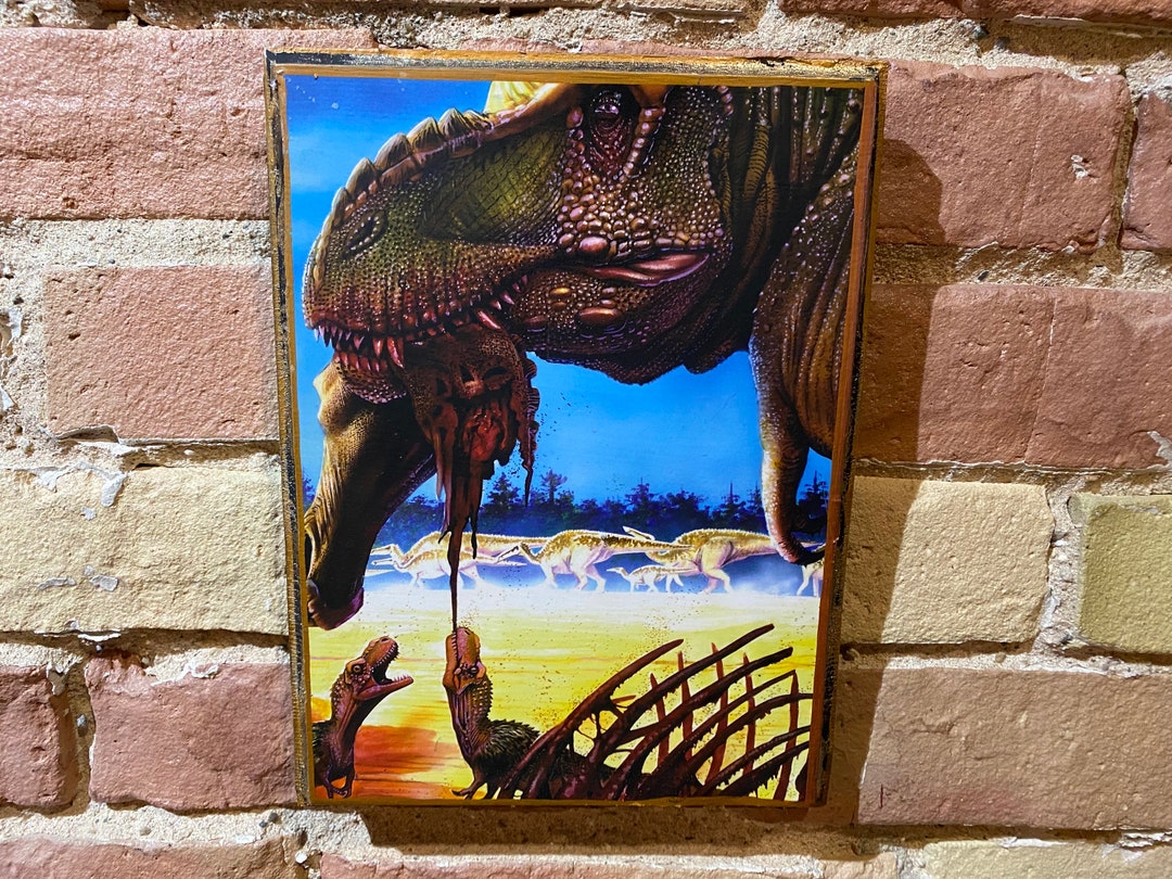 Dinosaur T-rex Feeding Its Babie Handmade Paleo Art Wood Art - Etsy