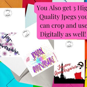 Joyeux Anniversaire Set of 3 French Card Happy Birthday En Français ...