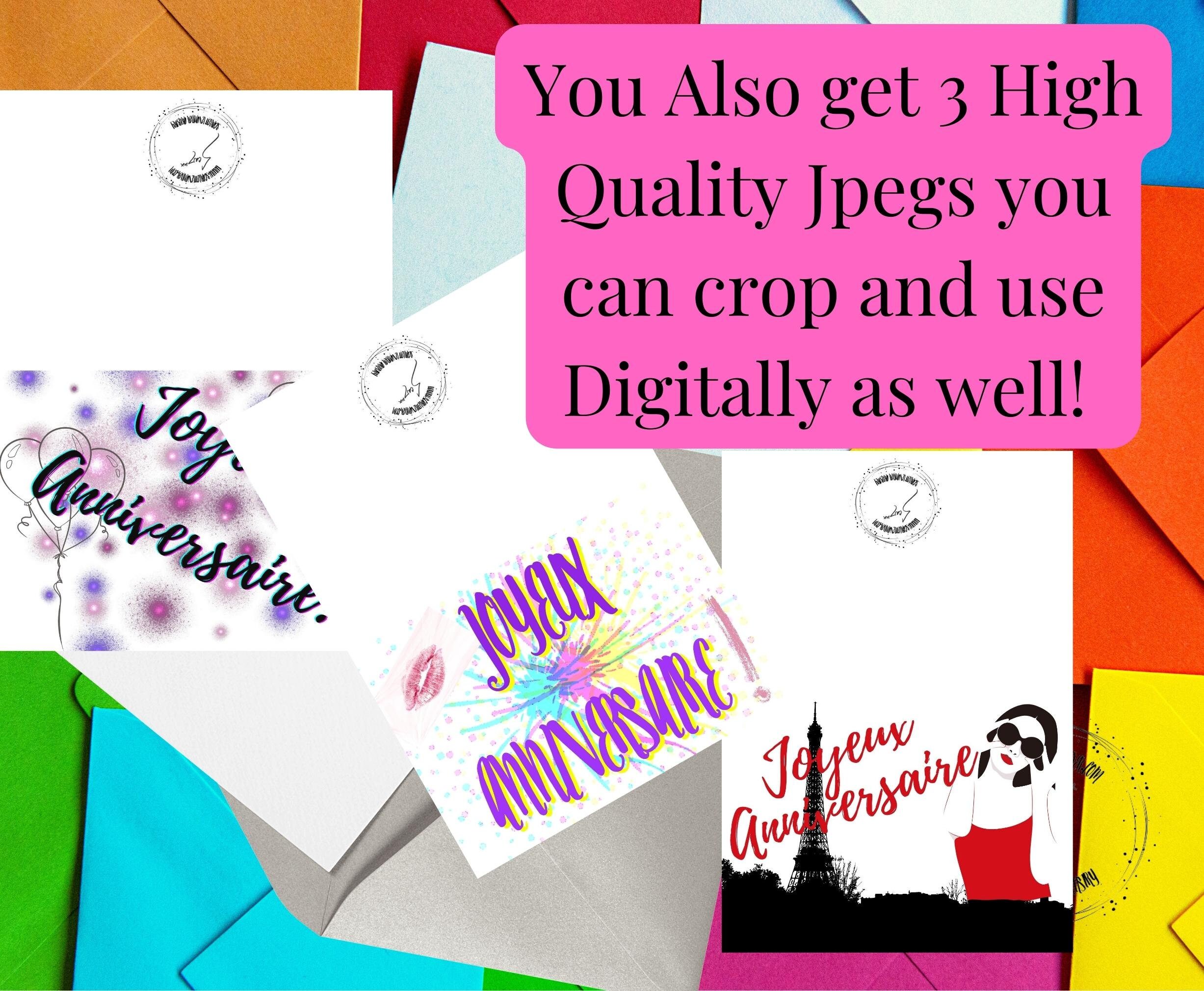 Joyeux Anniversaire Set of 3 French Card Happy Birthday En Français ...