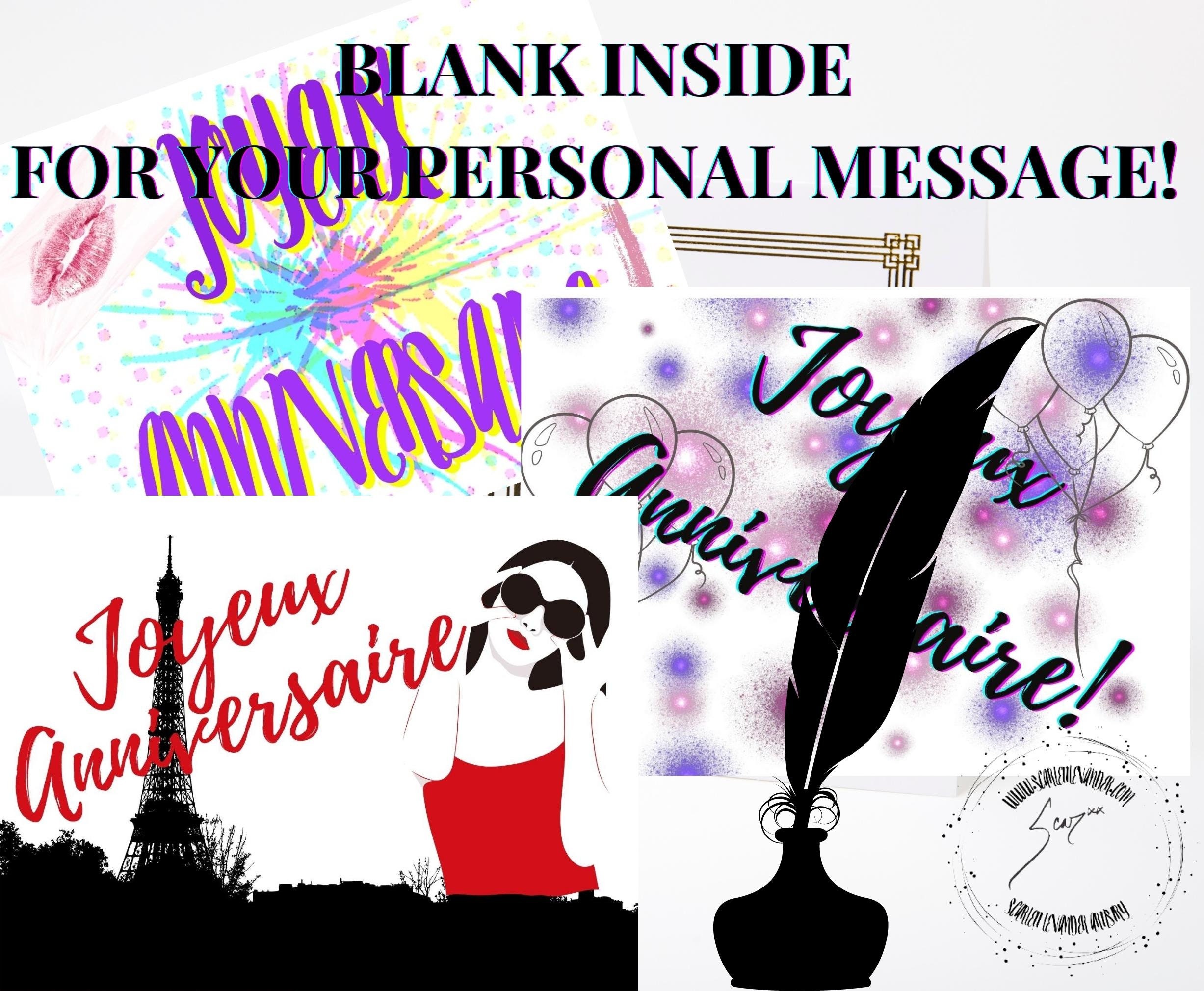 Joyeux Anniversaire Set of 3 French Card Happy Birthday En Français ...