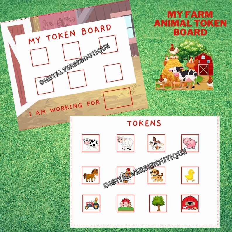 Farm Animal Token Board - Etsy