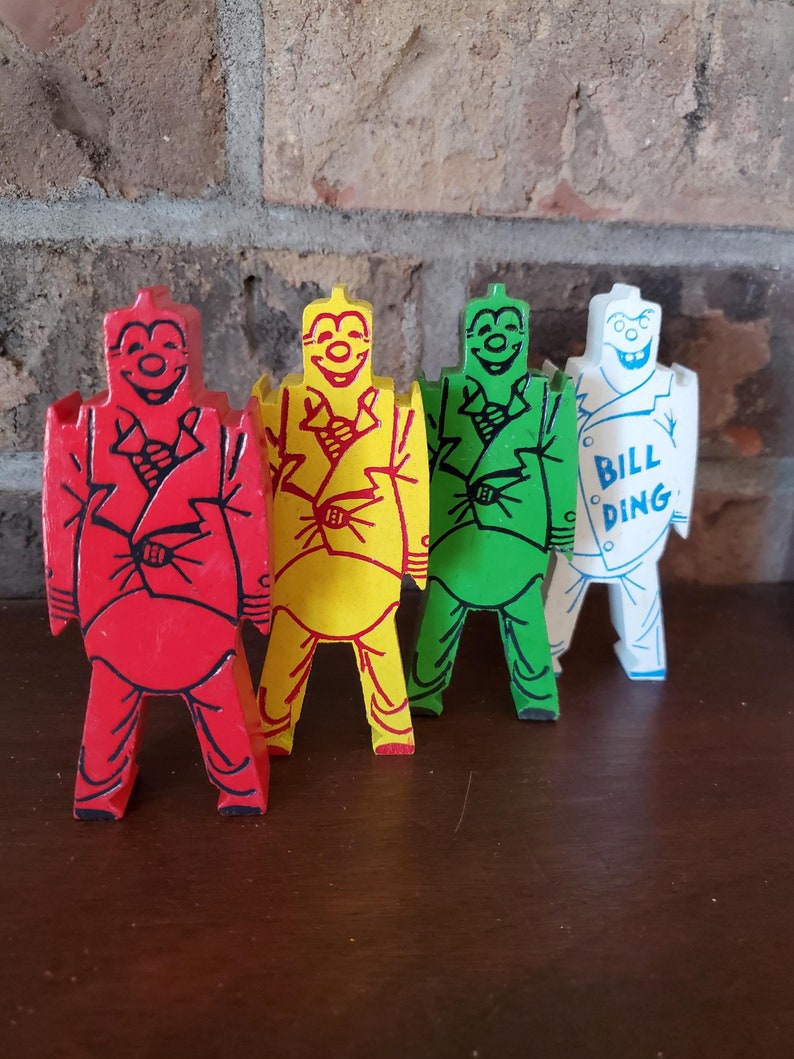 Vintage 1980s Bill Ding Figure Wooden Grab Bag - Etsy