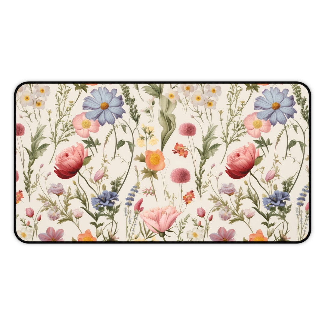 Garden Desk Mat Wildflower Desk Mat Charming Cottagecore Accessory With ...