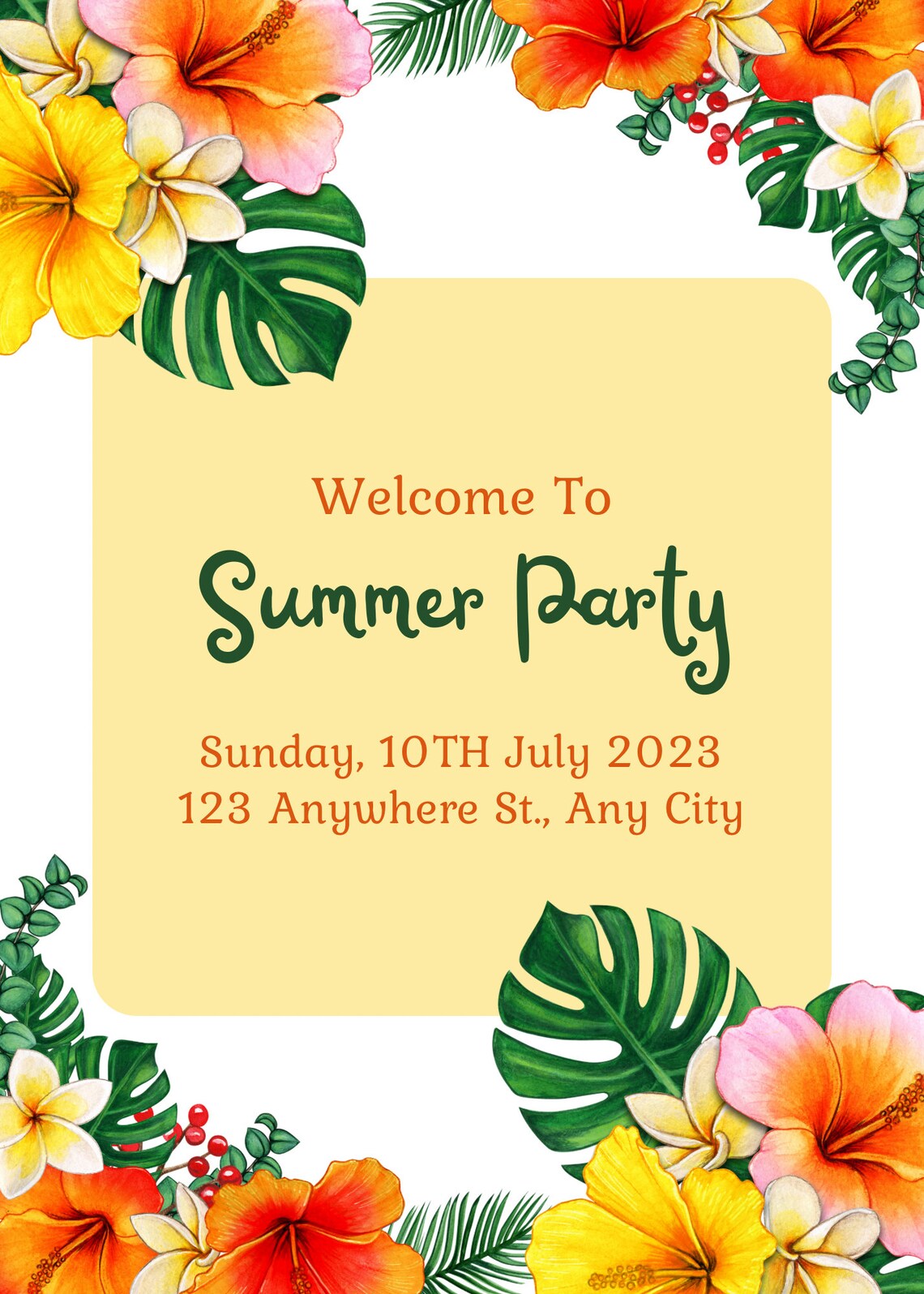 Editable Tropical Birthday Party Invitation Template Summer - Etsy